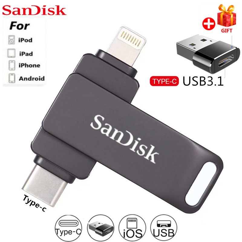 2TB 3-in-1 flash drive USB 3.1 free Type-C micro port memory stick 1TB ...