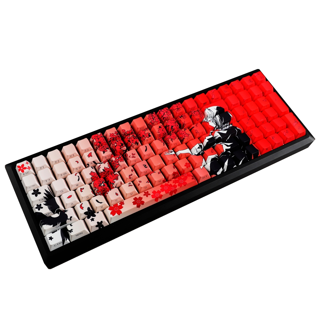 YMDK 132 Raven Sakura Keycap Cherry Profile Double Shot Sidelit Shine ...