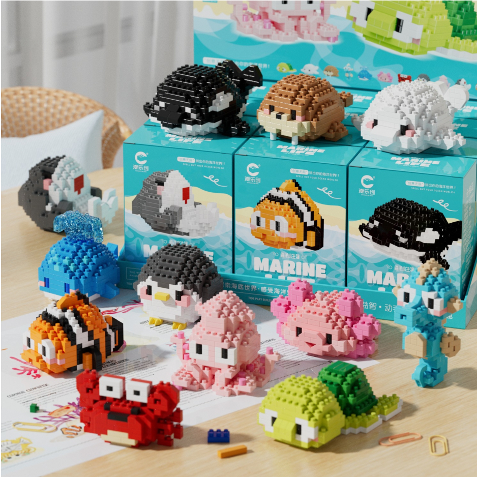 Building Blocks cute Marine small organisms series DIY Block Toys ...