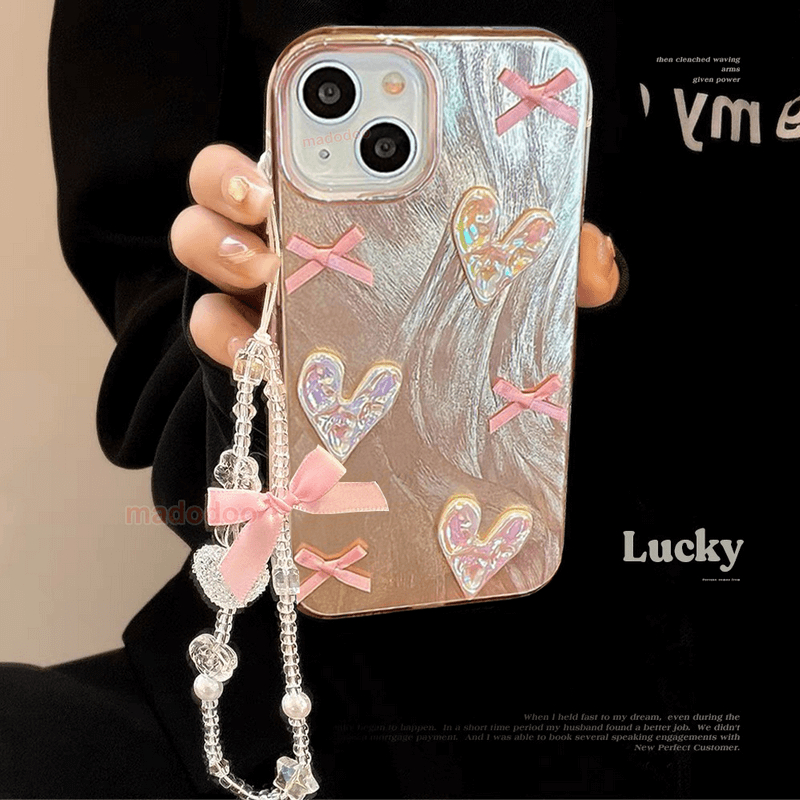 Girly 3D Pink Love Heart Bow DIY Casing for Samsung Galaxy S25 S24 S22 Ultra S23 5G S21 Plus S20 ...