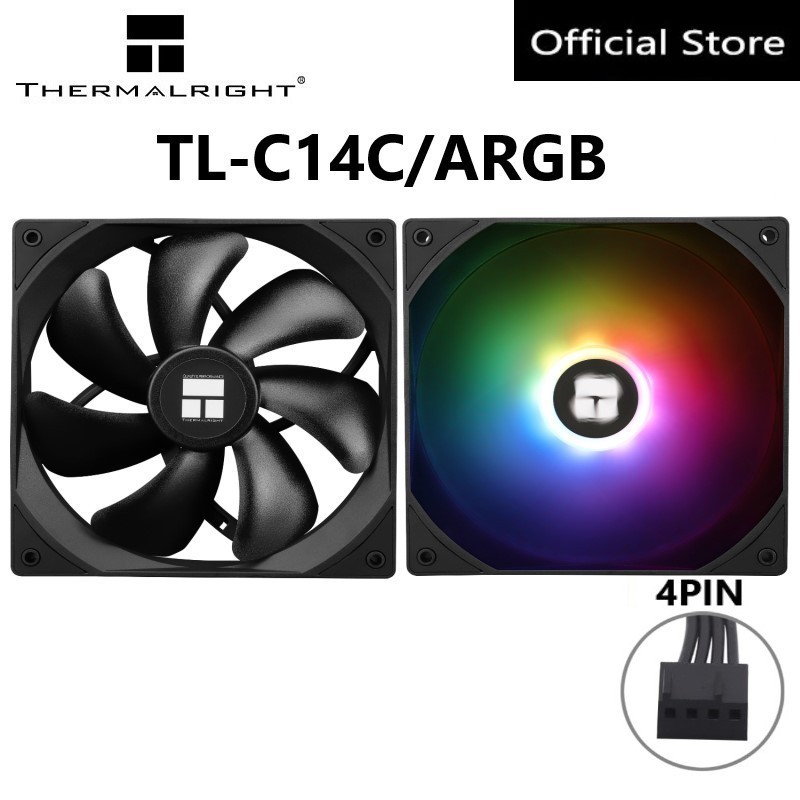 Thermalright TL-C14C ARGB Case Fan 140mm Cooler Fan 1500RPM CPU Fan 4Pin PWM Silent Computer Fan ...