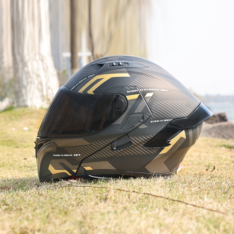 Motorcycle helmet for both men and women, dual lens motorcycle facelift ...