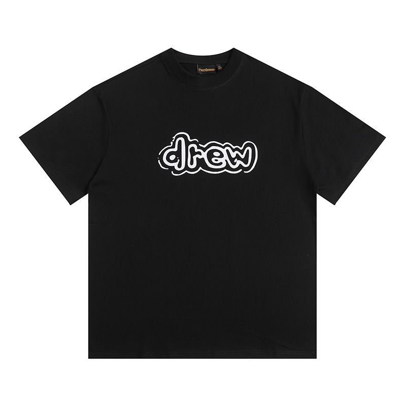 Black White Drew House T-shirts Men Woman Tops Tee Smiley Face Short ...