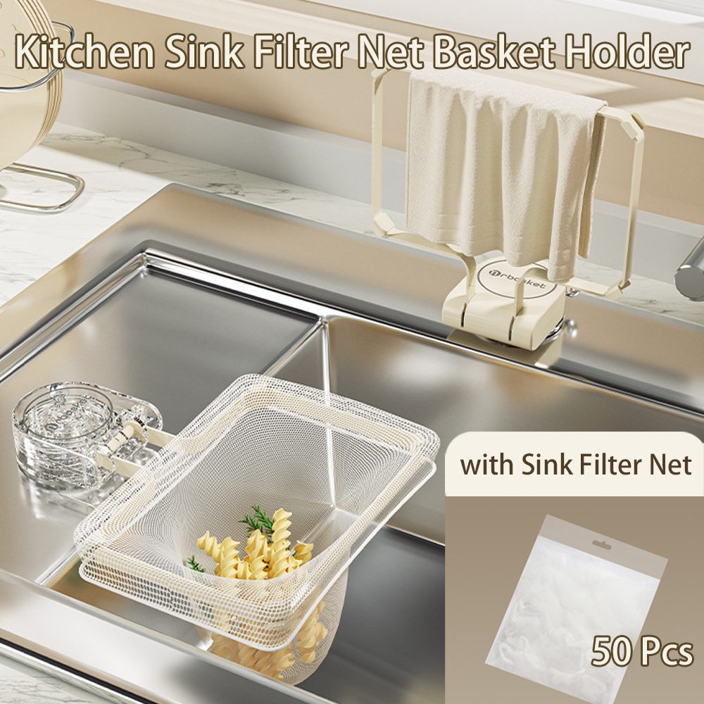 Kitchen Food Waste Sink Filter Net Holder with 50 Pcs Disposable Sink ...