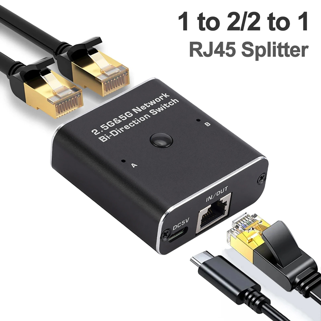 RJ45 Splitter 1 to 2 Gigabit Ethernet Adapter Internet Network Cable ...