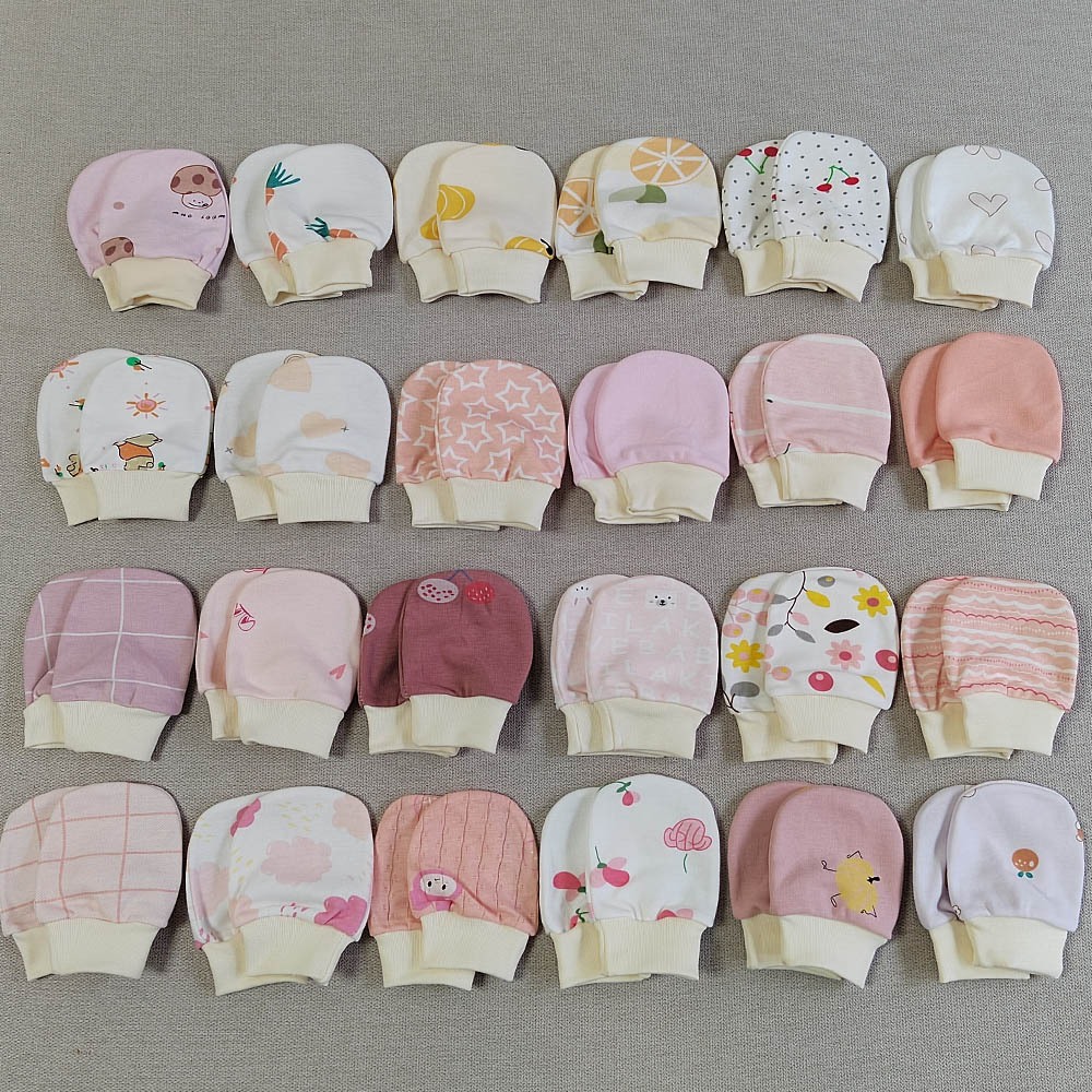 5 Pairs Baby Gloves Newborn No Scratch Mittens For Baby Set Cotton 0-3 ...