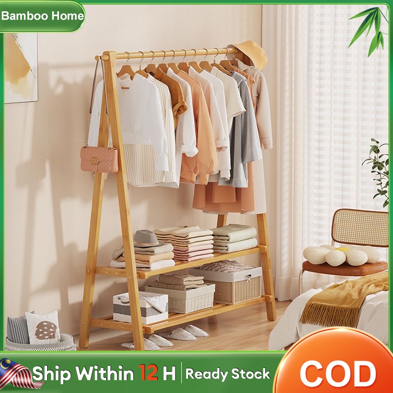 Clothes Rack Wooden Clothes rack Foldable Hanger Storage Racks with ...