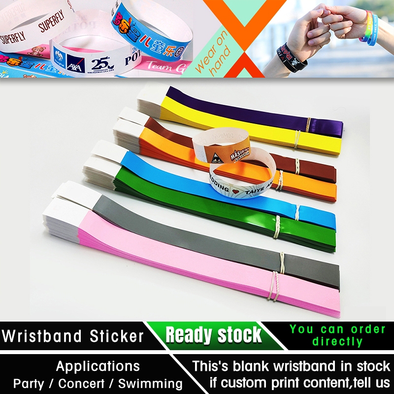 diy custom events wristband tyvek paper sticker disposable wrist band ...