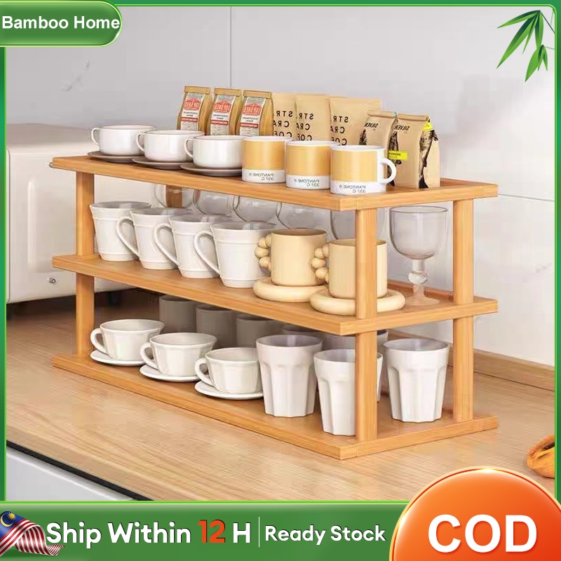 Desktop Storage Rack Storage Rack Wooden Shelf Multifunctional kitchen ...