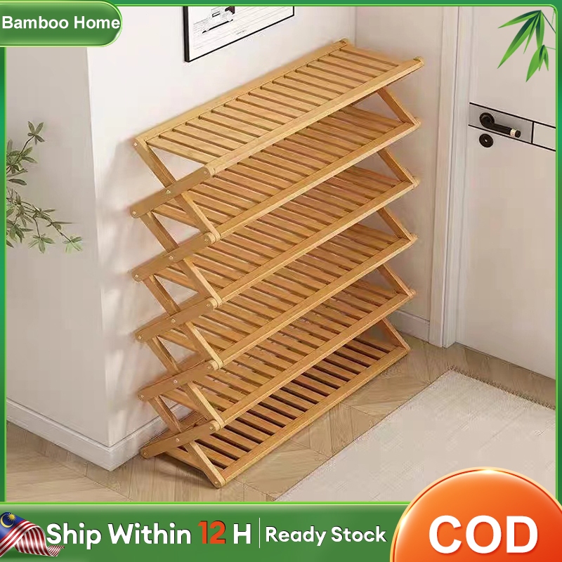 Bamboo Shoe Rack Foldable Portable Multifunctional Organizer Folding ...