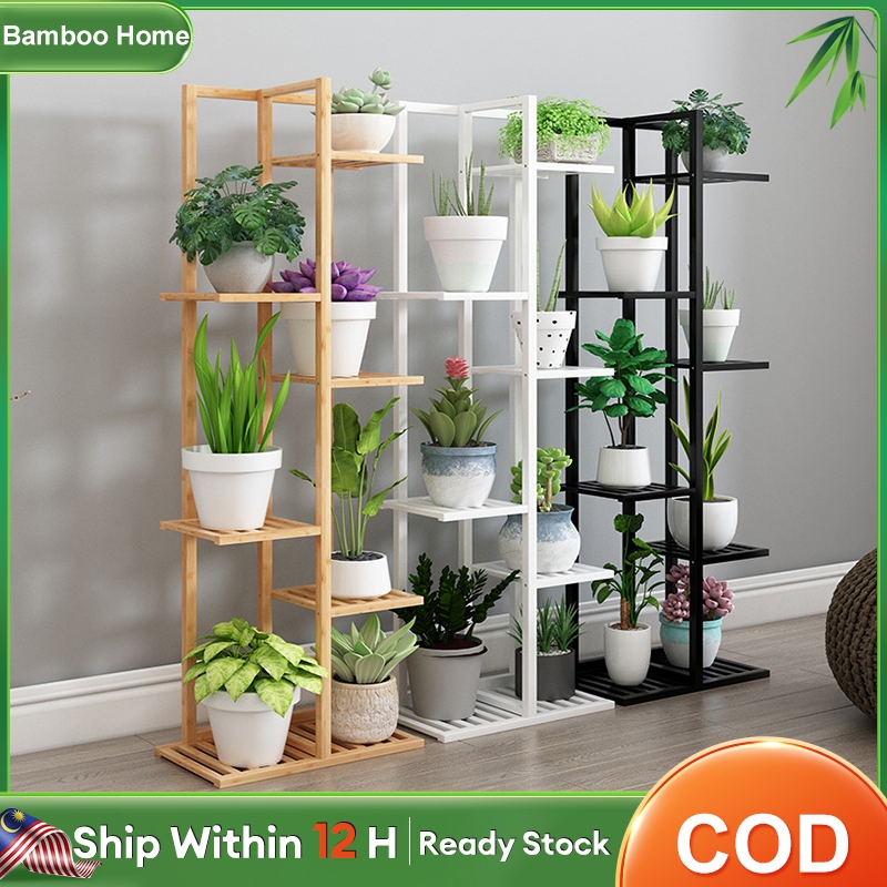 【NEW】 Bamboo Flower rack Plant Stand Rack Flower Stand Gardening Shelf ...