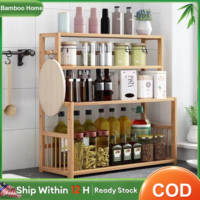 Wooden Kitchen Organizer Rack Kitchen Spice Rack Rak Kitchen Shelf Rak ...