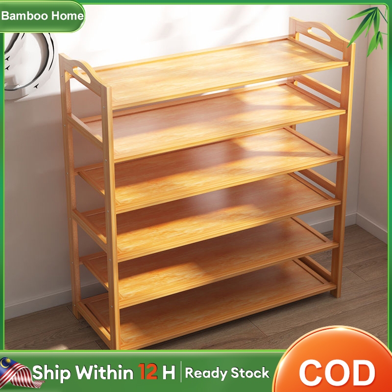 Bamboo Shoe Rack 2-7Layers 50-100CM Over 40+Pairs Shoes Storage Rak ...