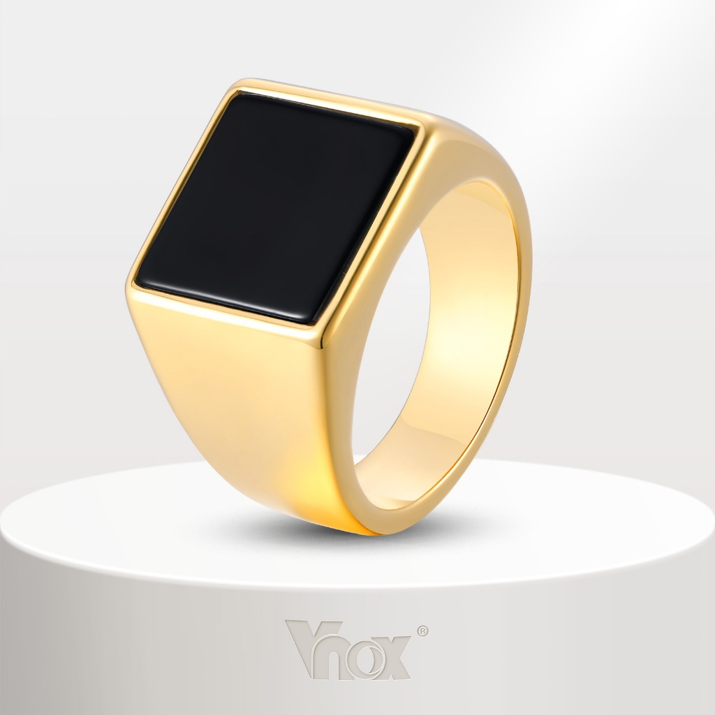 Vnox Men's Black Acrylic Stainless-Steel Rings | Shopee Malaysia