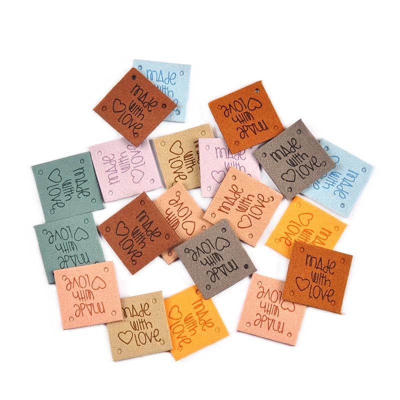 20Pcs/bag 2.5cm Square Colored Leather Embossed Labels Sewing Clothes ...