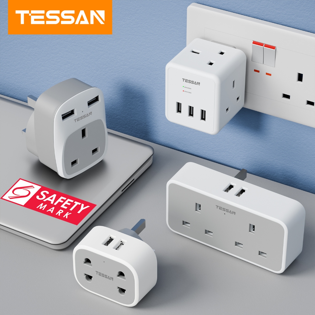 TESSAN Multi Plug Power Adapter with USB+Type C,Surge Protector ...