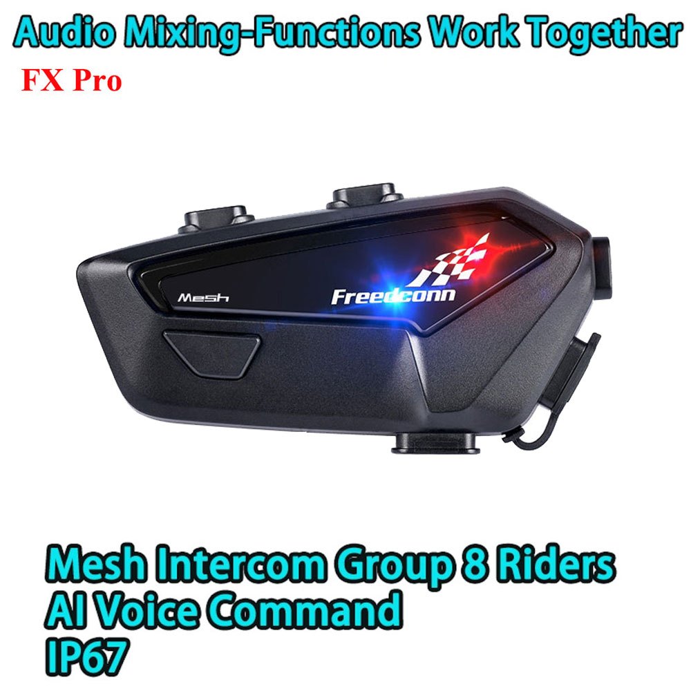 Freedconn FX Pro Mesh Intercom Auto-Reconnect Group 8 Riders AI Voice ...