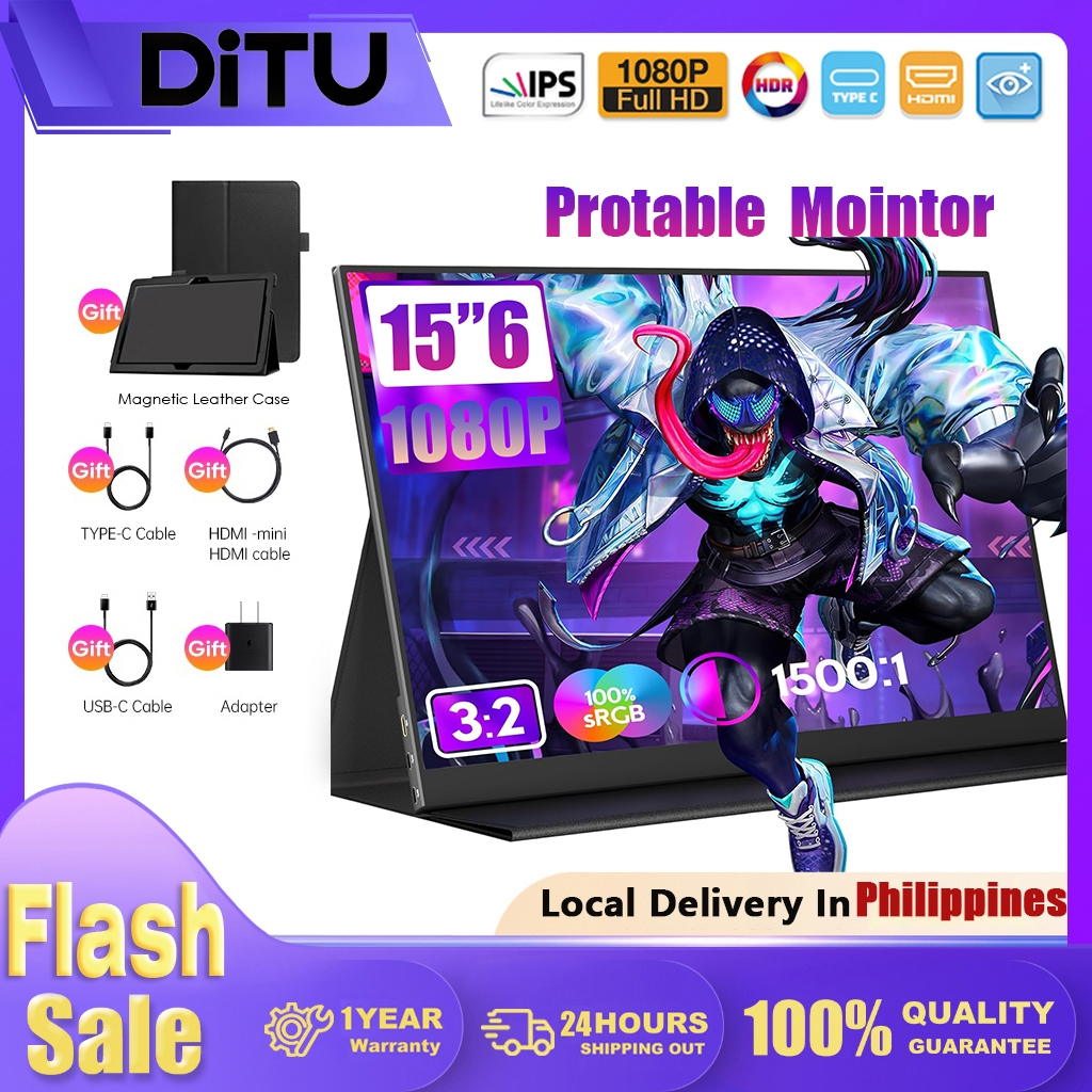 DITU Portable Monitor 1920*1080P for Laptop Extended Gaming Monitor ...