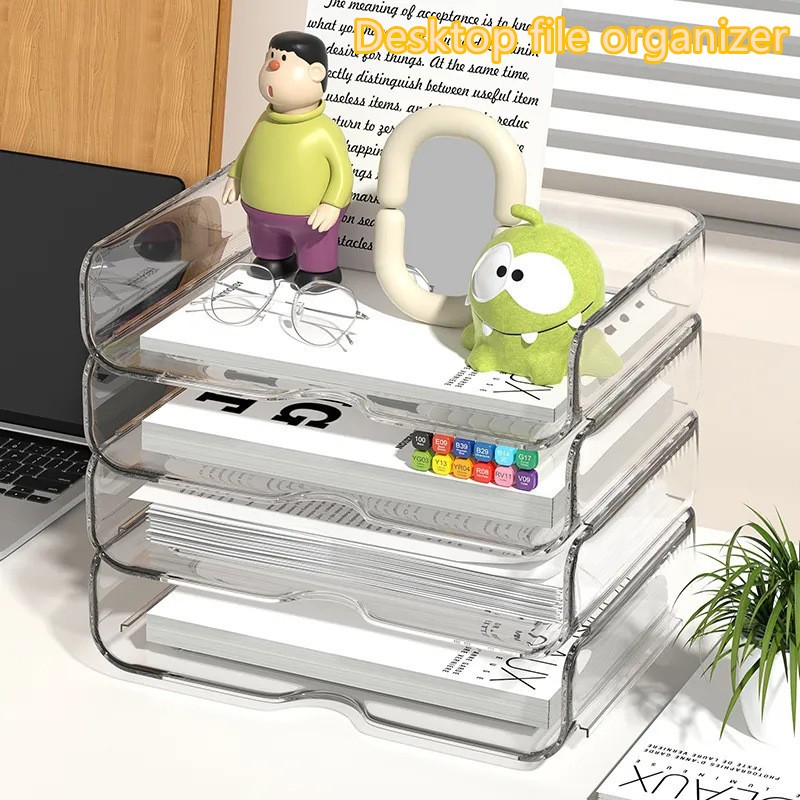 Transparent desktop file storage shelf Bookshelf book desk storage ...
