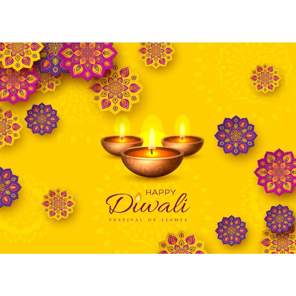 5x3ft Yellow Happy Diwali Photography Backdrop Festival of Lights ...