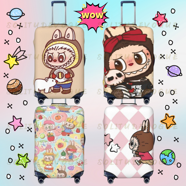 POPMART Labubu Washable Travel Luggage Cover Funny Cartoon Suitcase ...