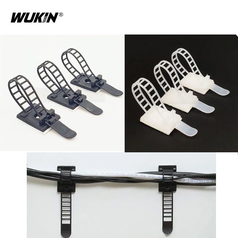 Cable Tie Mount Adjustable Clips Self Adhesive Strap Fix Holder Plastic ...