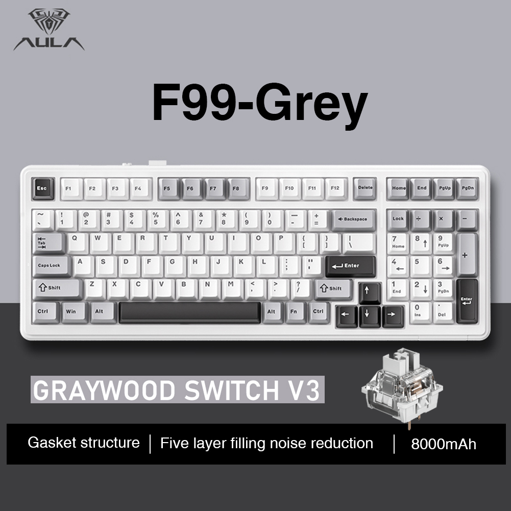 AULA F99 Customized Mechanical Keyboard 99 keys The Three Mode ...