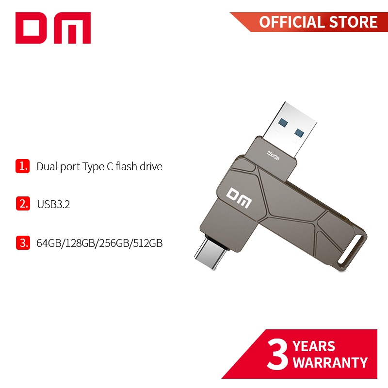 DM Type C USB3.2 Flash Drive PD198 64G 128G 256G with Dual Port for ...