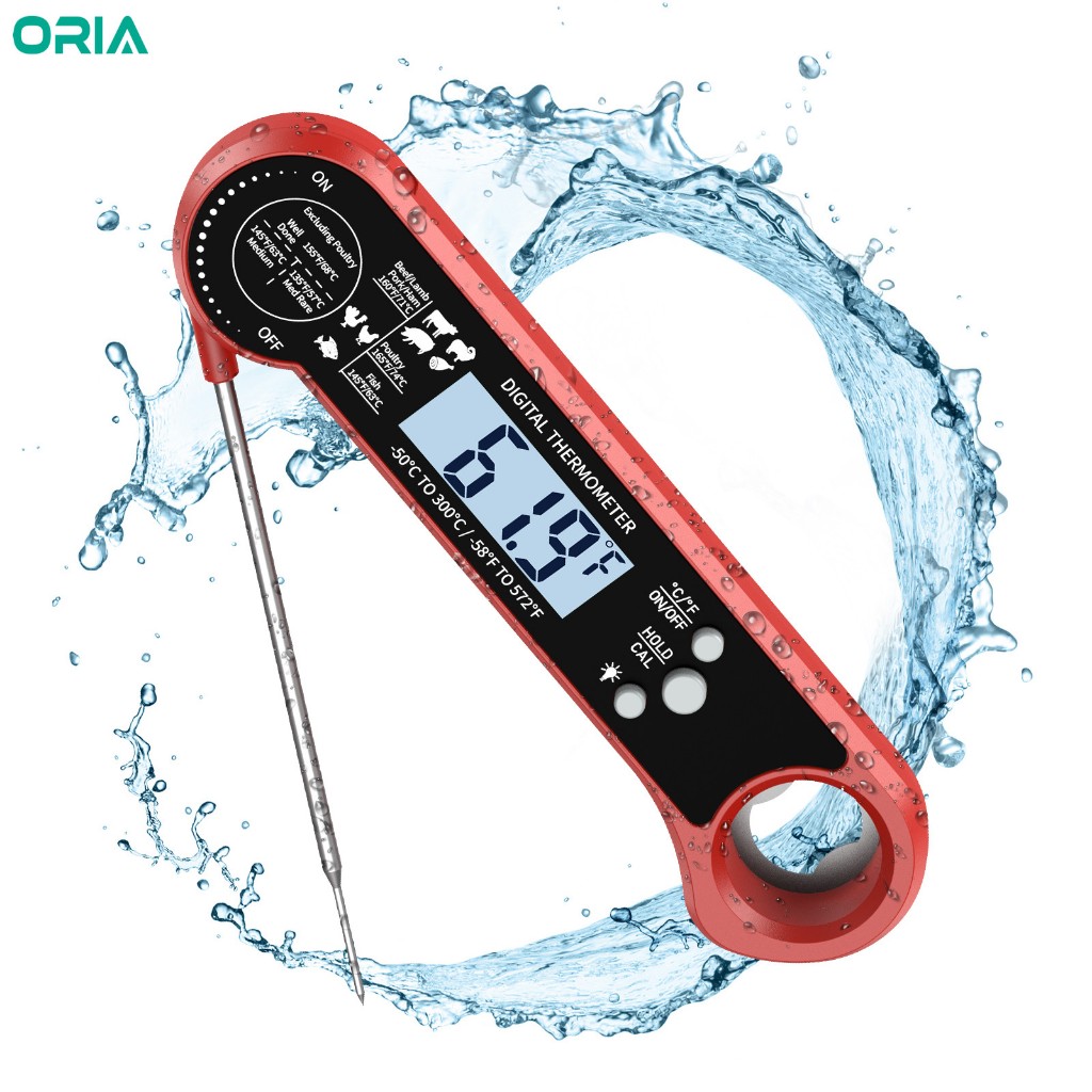 ORIA Foldable Food Thermometer Instant Read Probe Meat Thermometer with ...