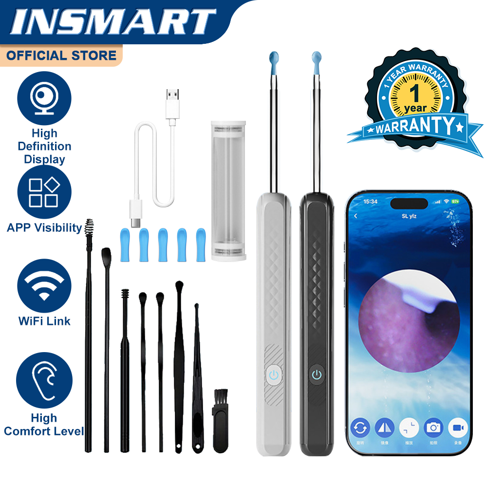 INSMART Earwax Remover with HD Visible Camera Waterproof LED Light ...