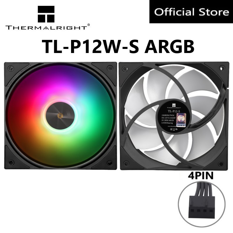 Thermalright TL-P12-S ARGB Case Fan Quiet 1500RPM 4PIN PWM CPU Fan Computer Fan 120mm ...