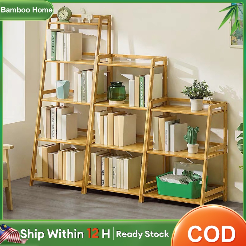 Storage Rack Rak Buku Murah 3/4/5 Layers Bamboo Book Shelf Serbaguna ...