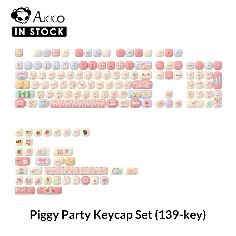 Akko Piggy Party Keycap Set (139-key), new mushroom-style design MOG ...