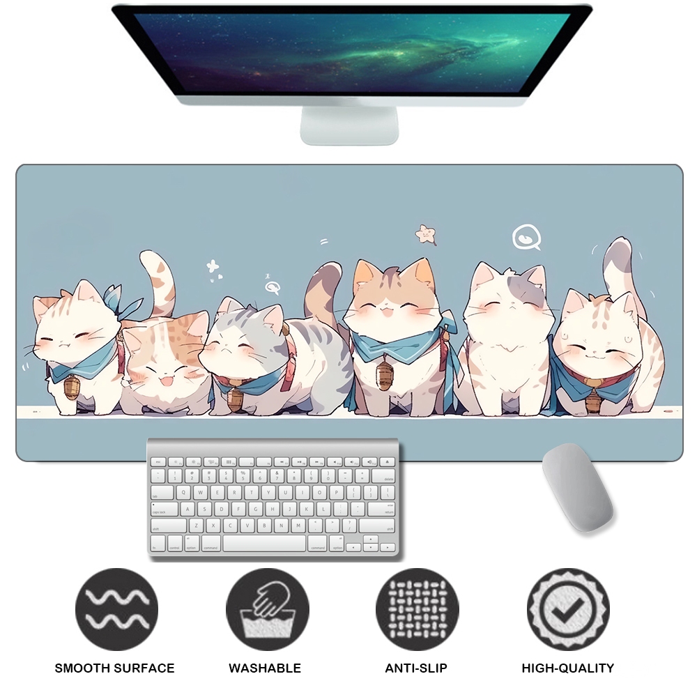 Cute Cat Mousepad Extended Mousepad Large Gaming Mousepad Stitched Edge ...