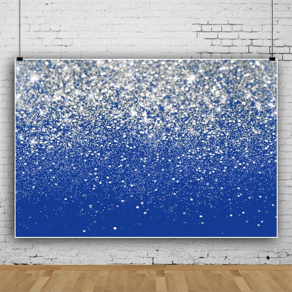 7x5ft Royal Blue Silver Glitter Sequin Photography Backdrop Navy Blue ...