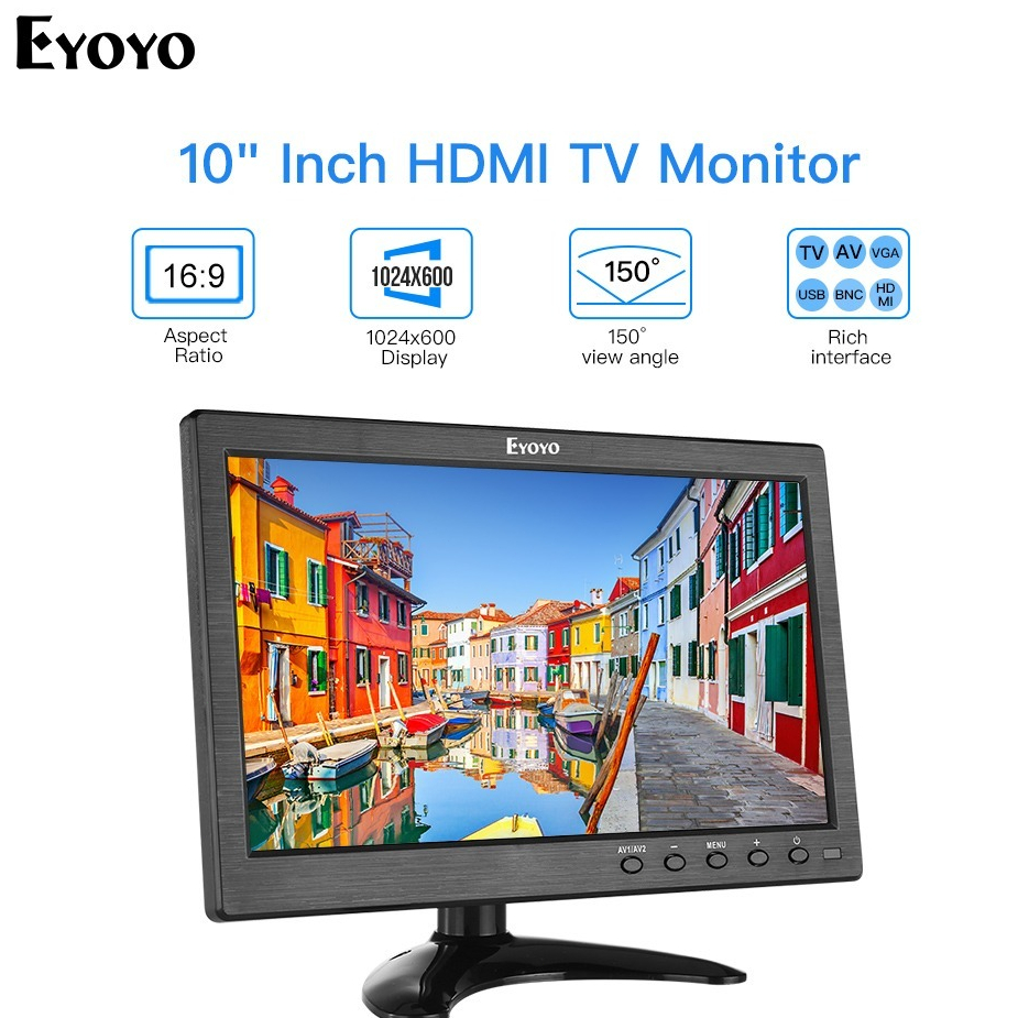 Eyoyo 10 Inch Portable LCD Display Screen HDMI Monitor HD 1024x600 with ...