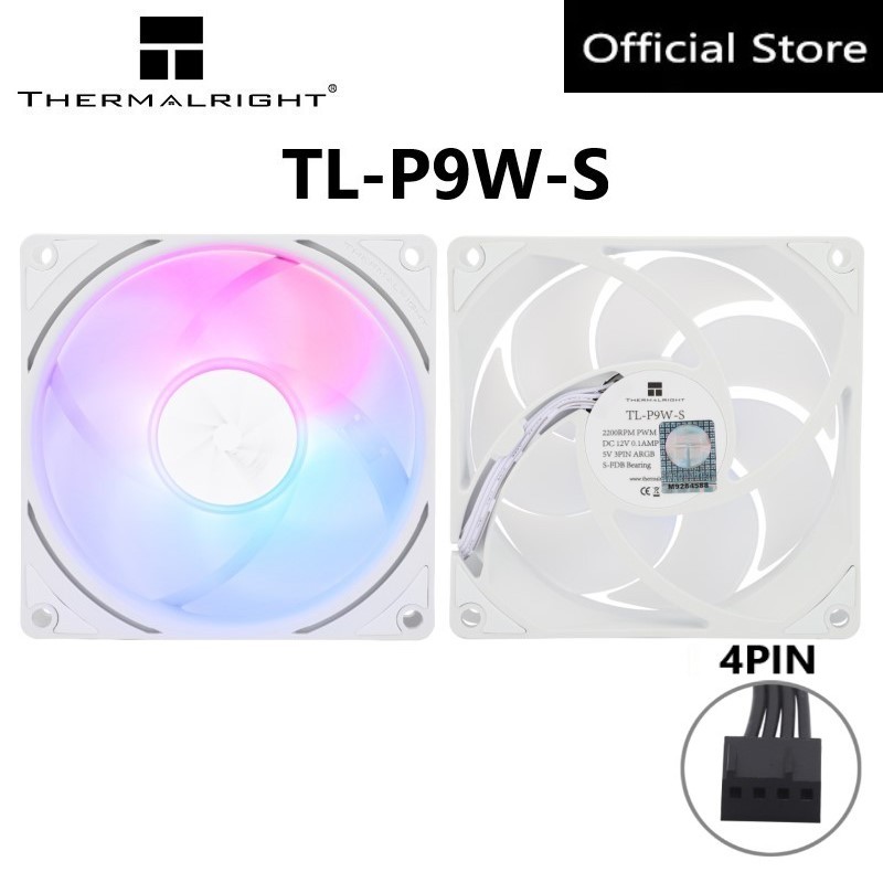 Thermalright TL-P9W-S ARGB White 92mm CPU Fan Computer Case Fan Quiet 2200RPM Speed 4PIN PWM PC ...