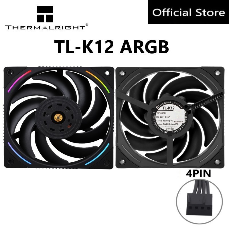 Thermalright TL-K12 ARGB Aperture 2150RPM CPU Case Fan 120mm Chassis Fan Cooler Fan 4pin PWM ...
