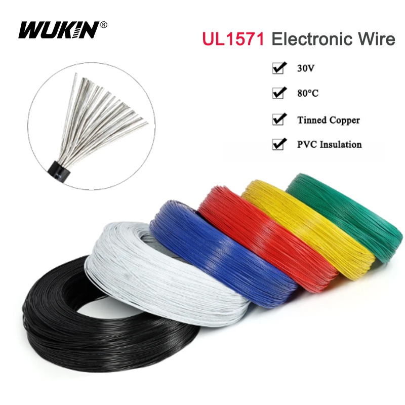 UL1571 Electronic Wire 32 30 28 26 AWG Flexible Cable PVC Insulated Tin-plated Copper ...