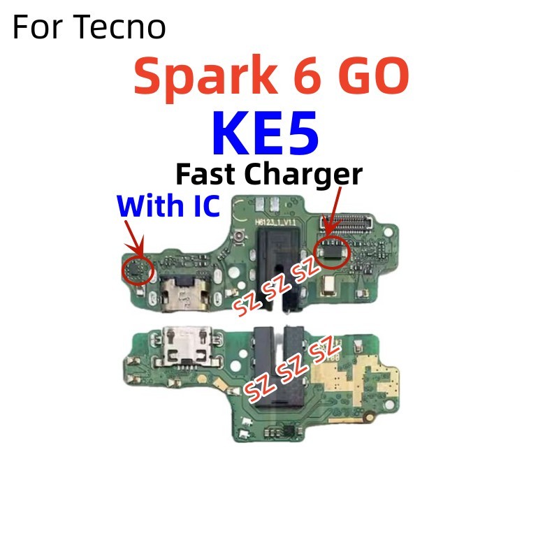 USB Charging charger port board for Tecno Spark 6 GO KE5 KE 5 with IC ...