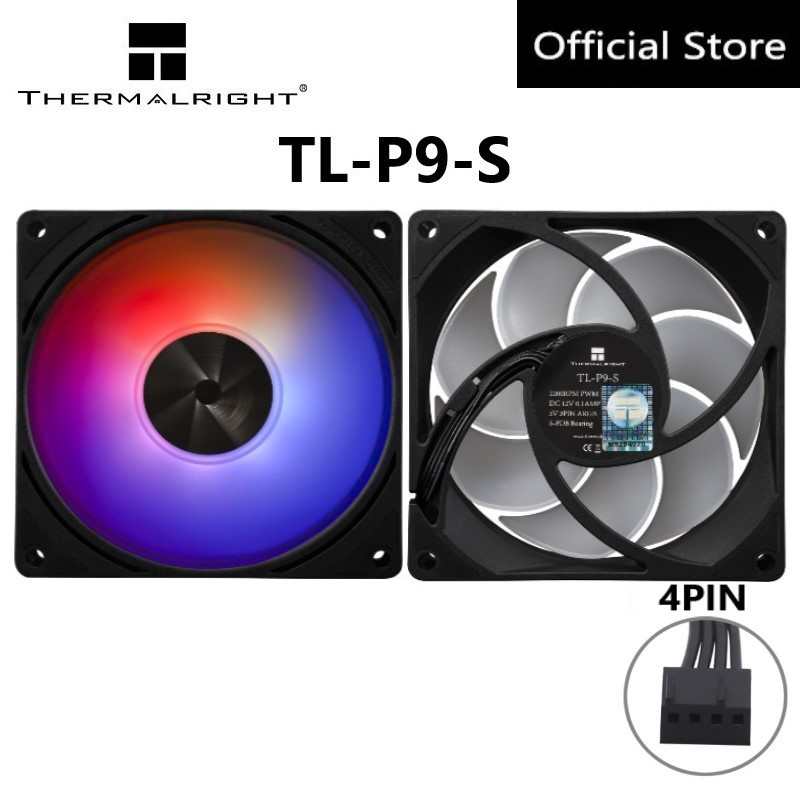 Thermalright TL-P9-S ARGB Black 92mm CPU Fan Computer Chassis Fan Quiet 2200RPM Speed 4PIN PWM ...