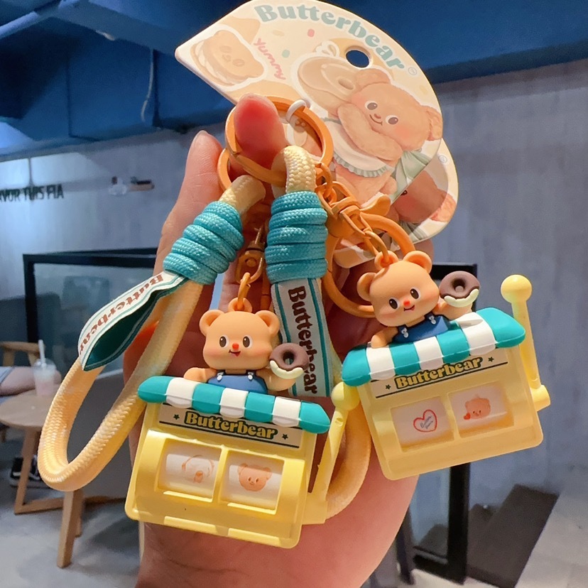Authentic Cartoon Butter Bear Album Anime Machine Keychain Cute Bear ...