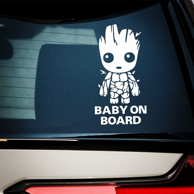 Baby On Board In Car Stickers Groot Marvel Alien Reflective Decoration ...