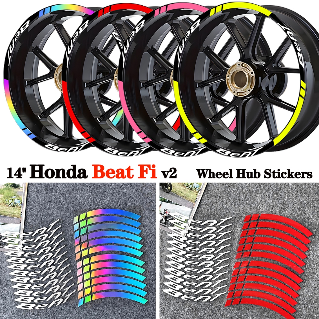 Honda BEAT Fi V2 Rim Sticker Mags Decals for Motorcycle Hub Reflective ...