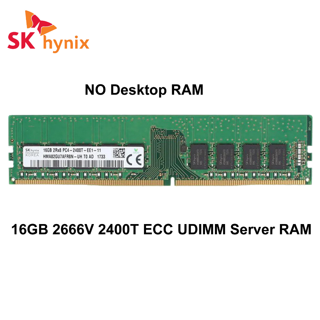 SK Hynix 16GB PC4-2400T 2666V DDR4-2400MHz 2666MHz 288Pin 1.2V ECC UDIMM Server Memory RAM ...