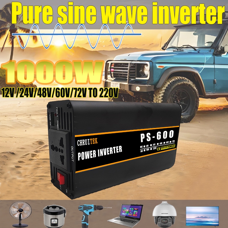 Pure Sine Wave 1000w 12vto 220v Inverter 24vdc To 220vac Solar Inverter