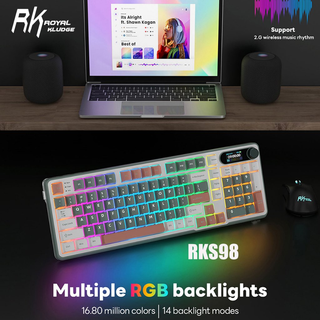 RK Royal Kludge RK S98 Light Cloud 98 Key Tri-Mode RGB Wired Bluetooth ...