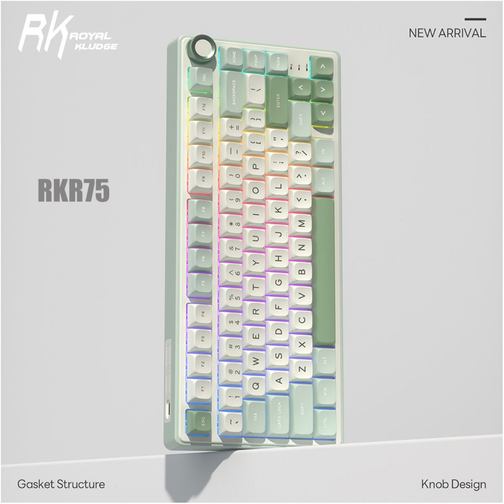 NEW RK R75 RK RK Royal Kludge SkyCyan Gasket Wired Mechanical Keyboard ...