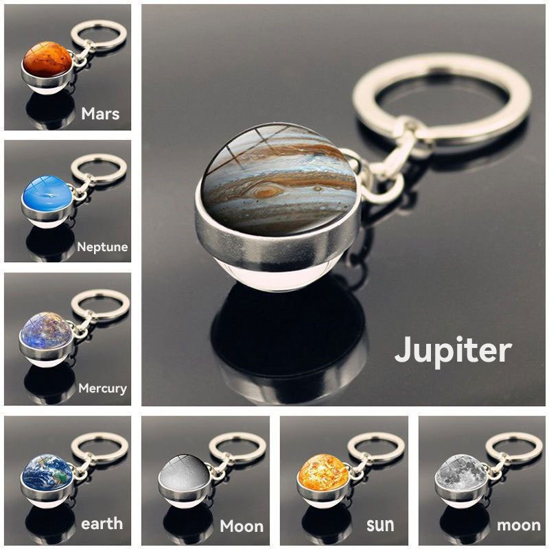 Luminous Eight Planets Galaxy Moon Planet Crystal Glass Keychain ...