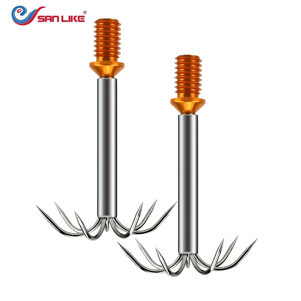 SANLIKE Anchor Squid Fishing Hook Stainless Steel 7 Pin Fish Hooks 1/2 ...